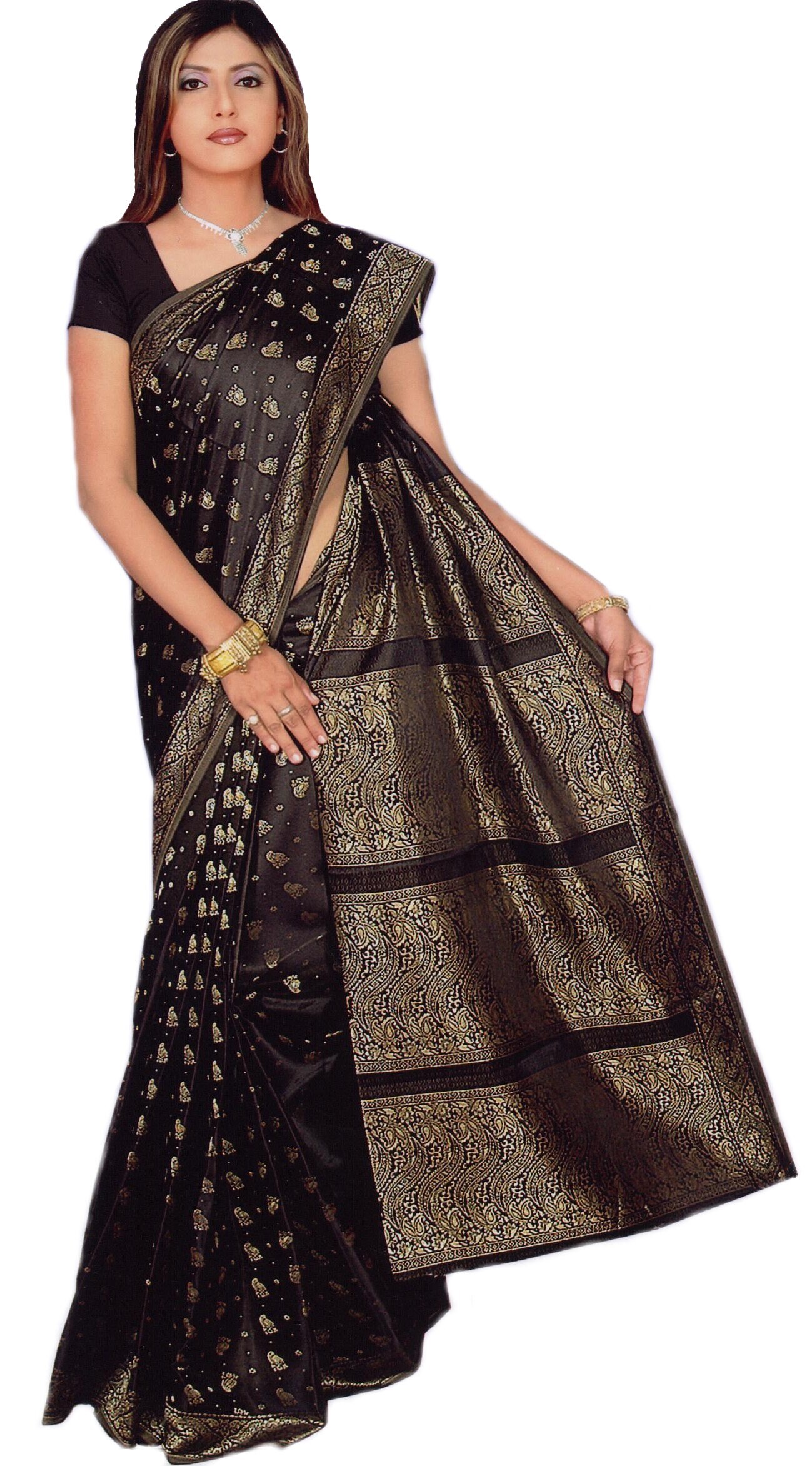 Schwarz Bollywood Sari Orient Indien CA108 traditionelle indische ...