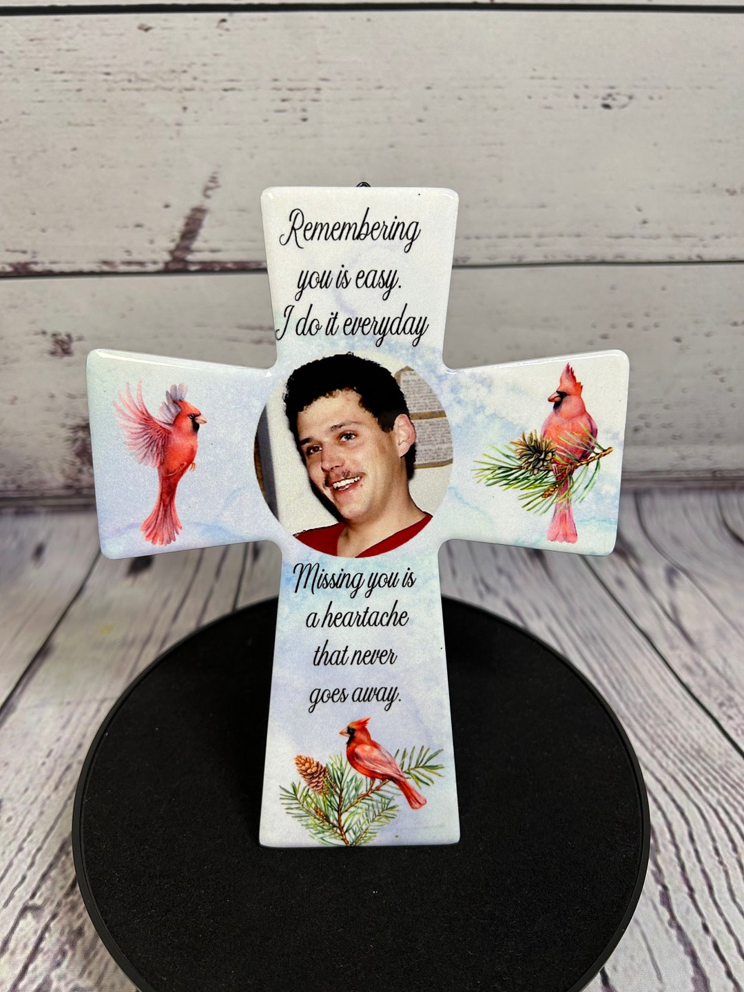Custom Memorial Cross Frame Remembering You is Easy. I Do It Everyday. Missing You is a ...