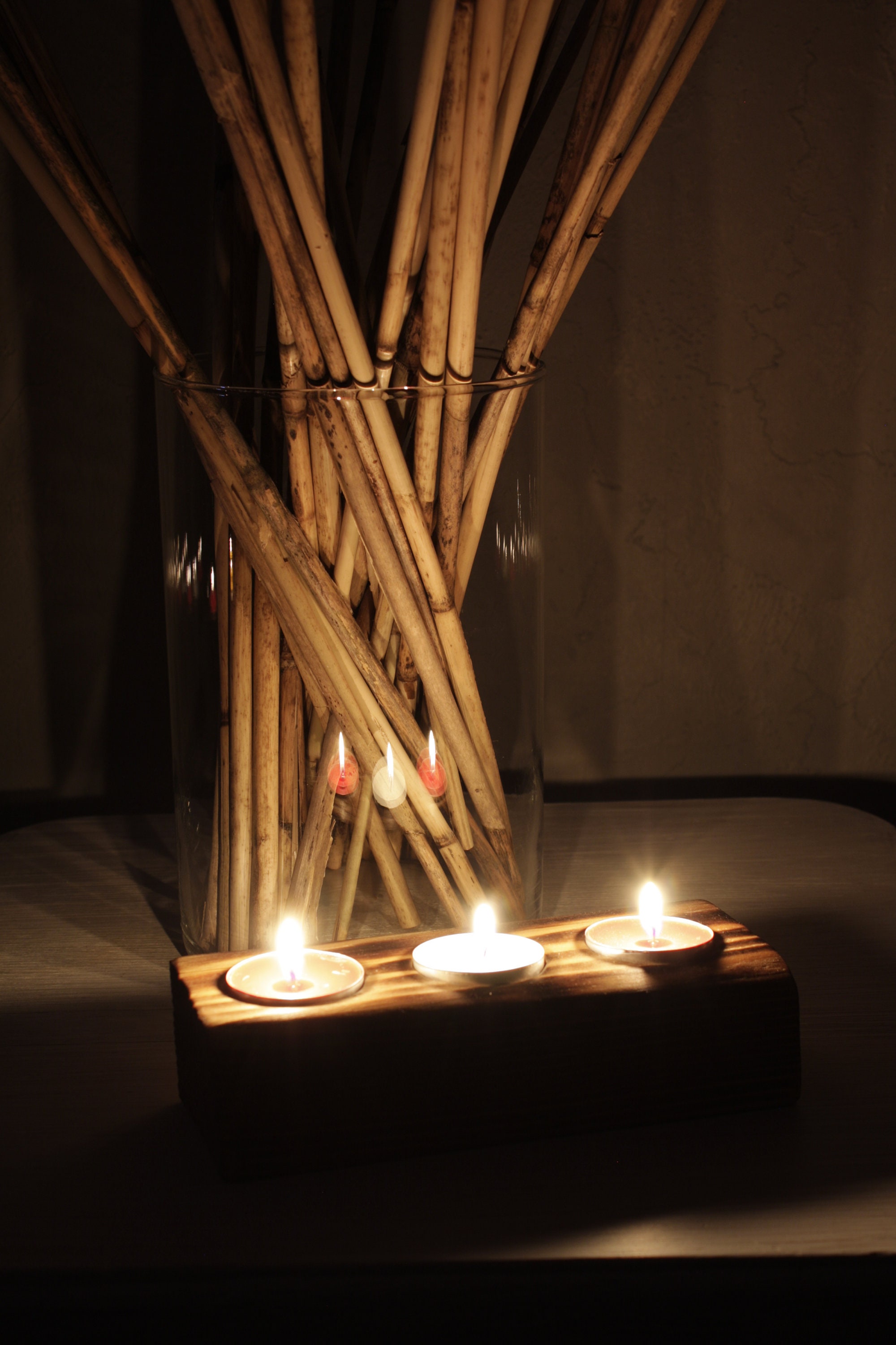 PINE WOOD, Hand Made Candlestick for 3 Candles, Covered in Oil, 1pcs ...