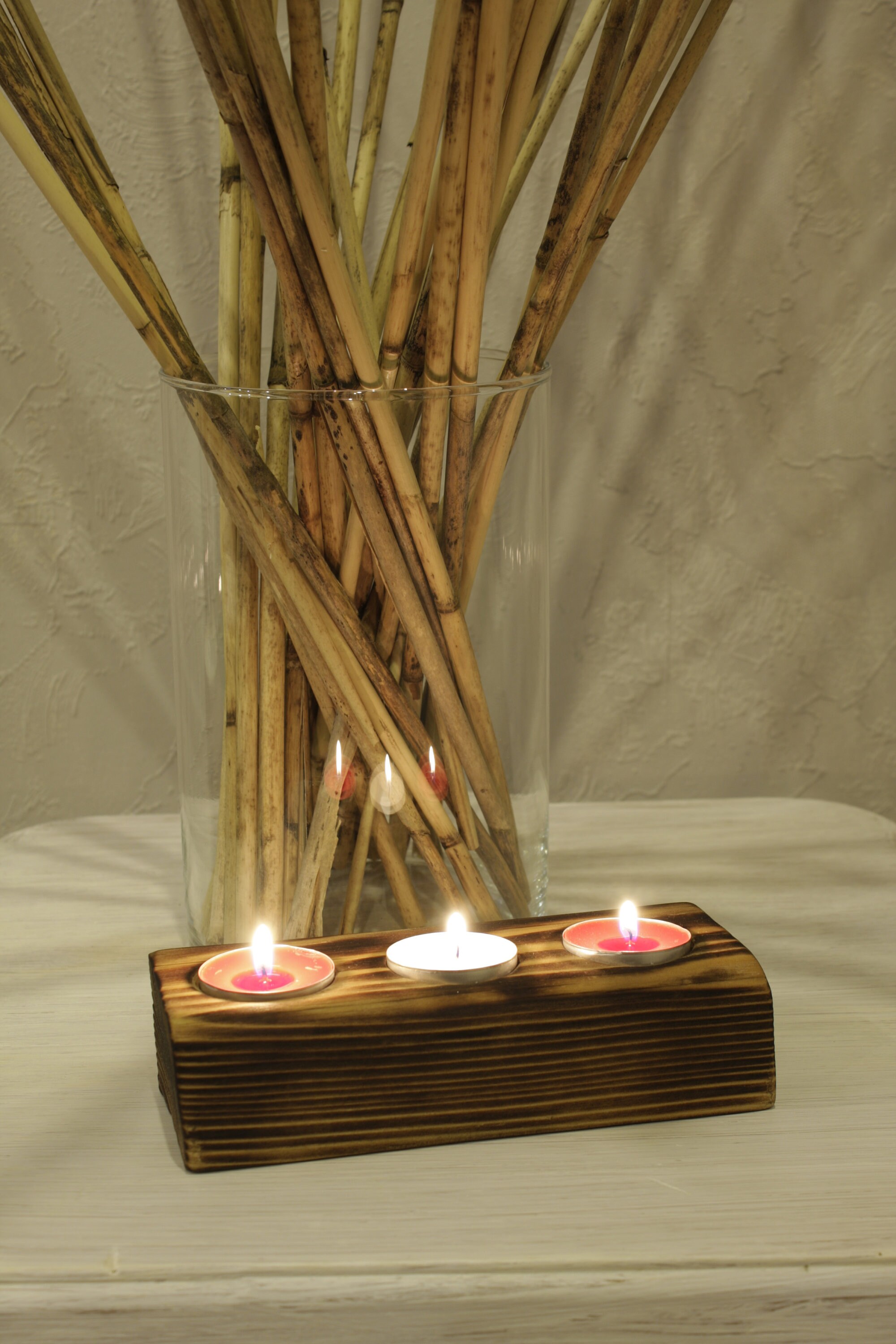 PINE WOOD, Hand Made Candlestick for 3 Candles, Covered in Oil, 1pcs ...