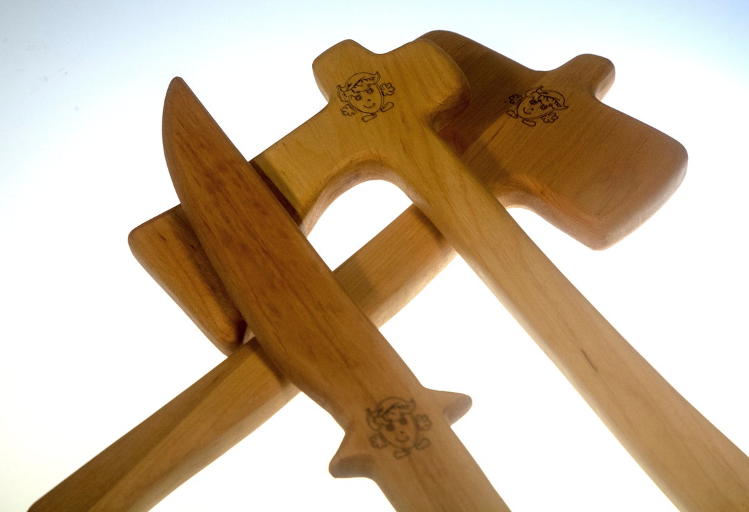 Handmade Black Alder Wood Toy Tool Set: Hammer, Knife, Axe - Etsy