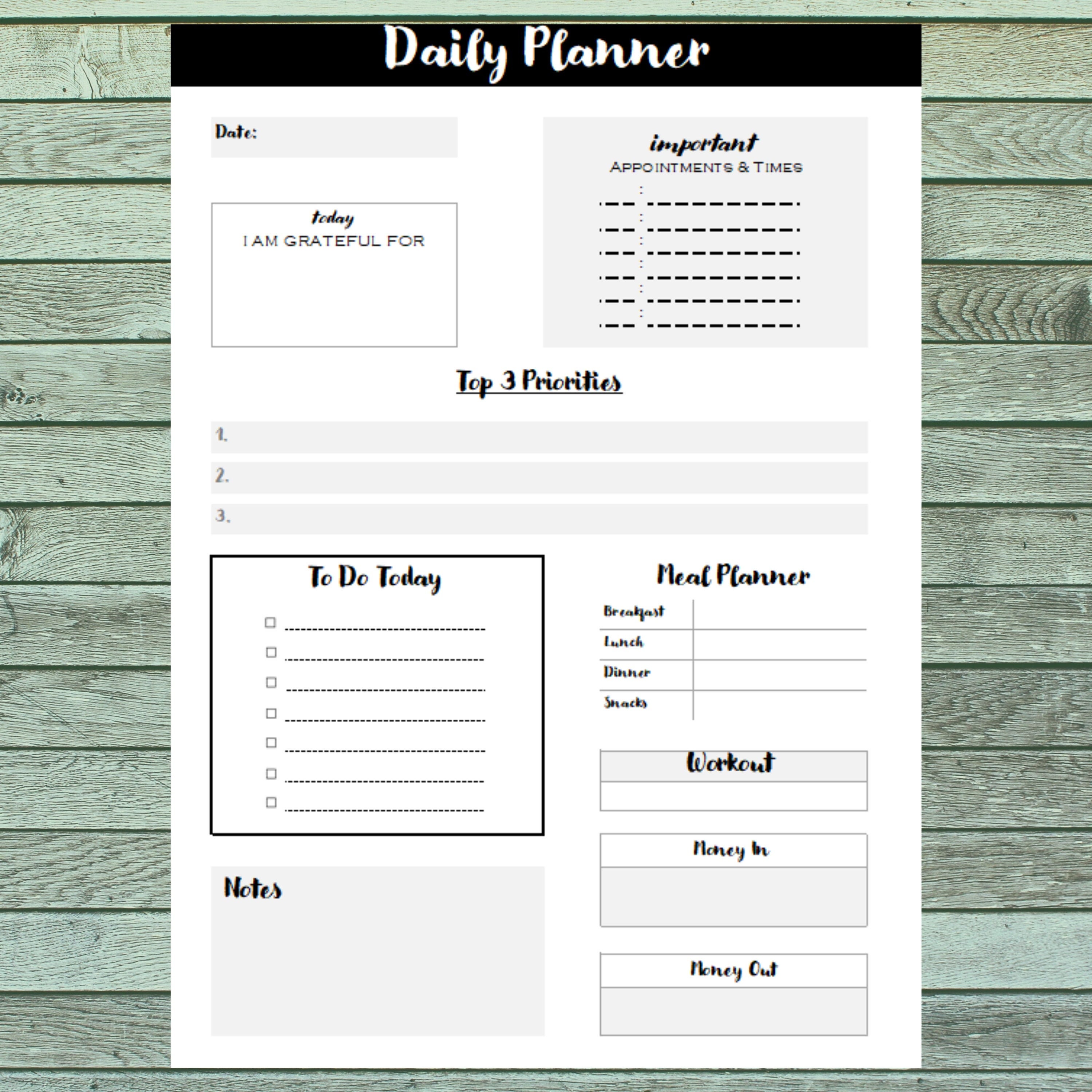 Prints Daily Organizer Daily Planner Happy Planner Planner Bullet ...