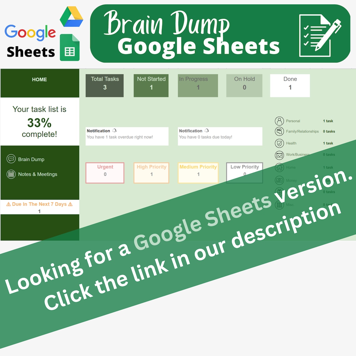 Brain Dump Excel Spreadsheet Adhd to Do List Excel - Etsy UK