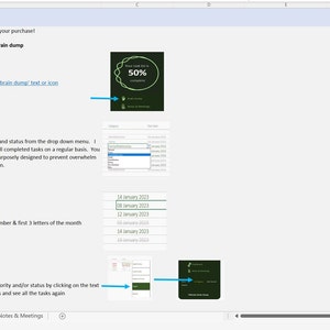Brain Dump Excel Spreadsheet, Adhd to Do List, Excel Dashboard, Digital Planner 2023, Task Excel ...