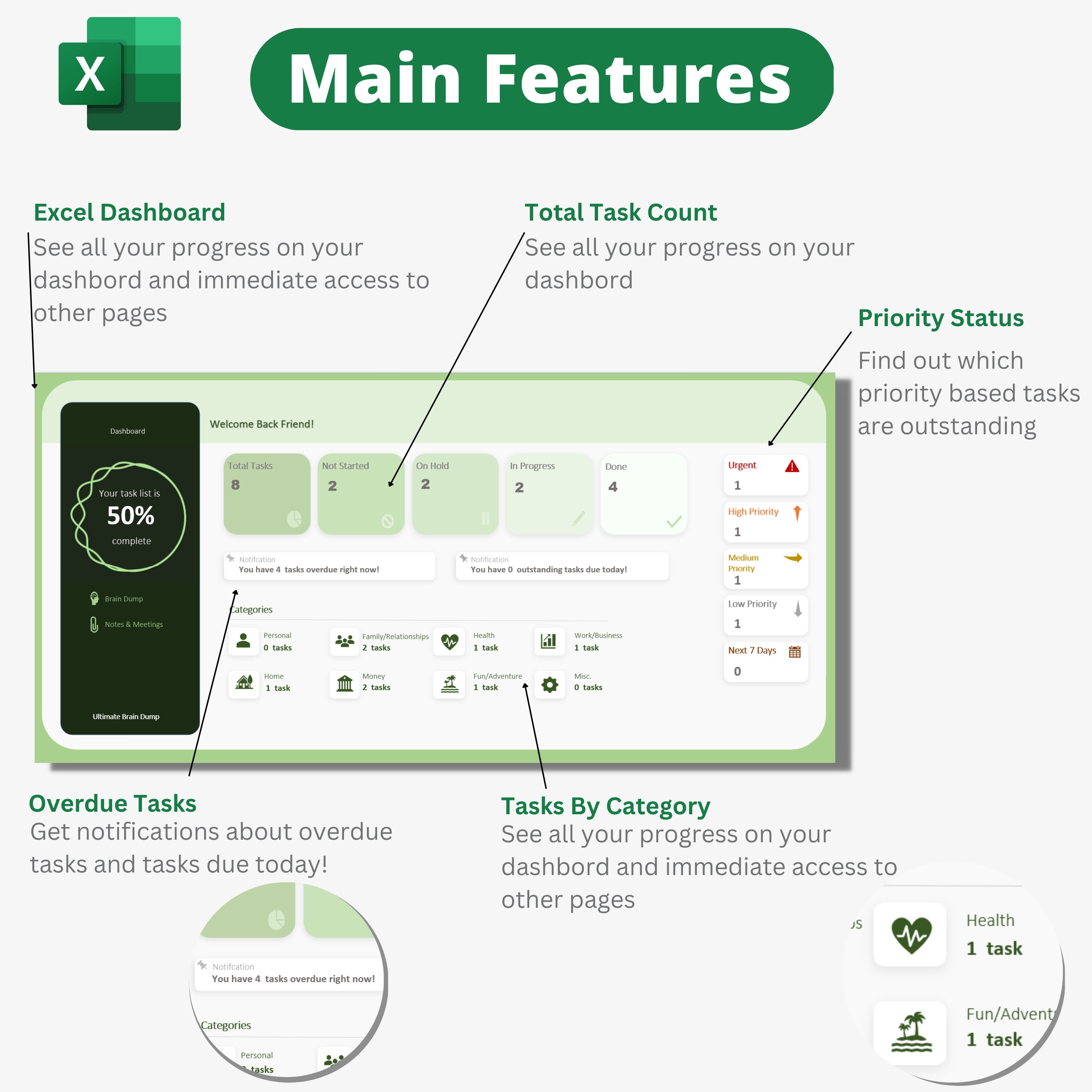 Brain Dump Excel Spreadsheet Adhd to Do List Excel - Etsy UK