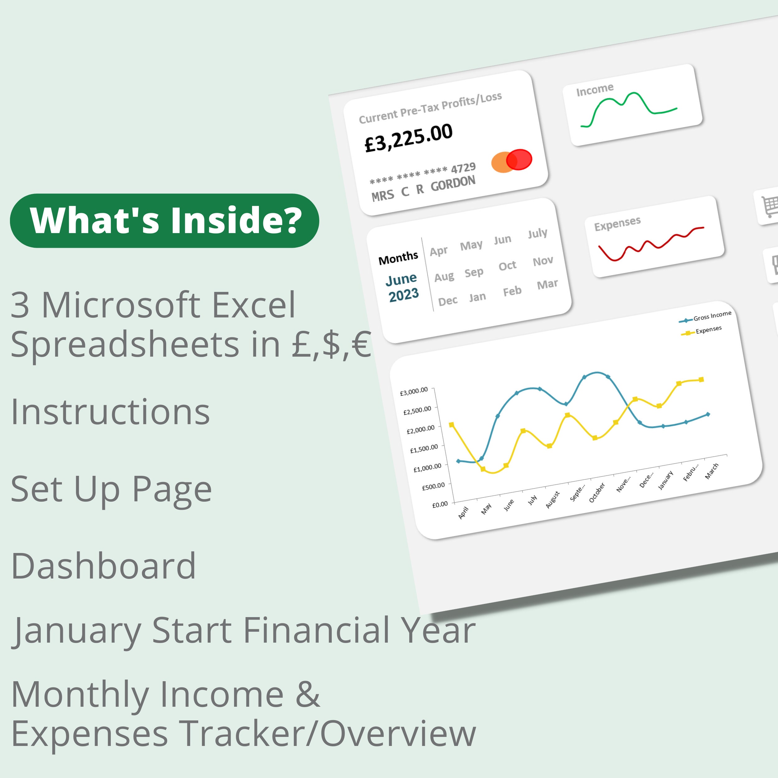 Basic Income & Expenses Spreadsheet for Small Business, Monthly ...
