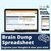 Brain Dump Excel Spreadsheet, Adhd to Do List, Excel Dashboard, Digital Planner 2023, Task Excel ...