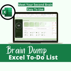 Brain Dump Excel Spreadsheet, Adhd to Do List, Excel Dashboard, Digital Planner 2023, Task Excel ...