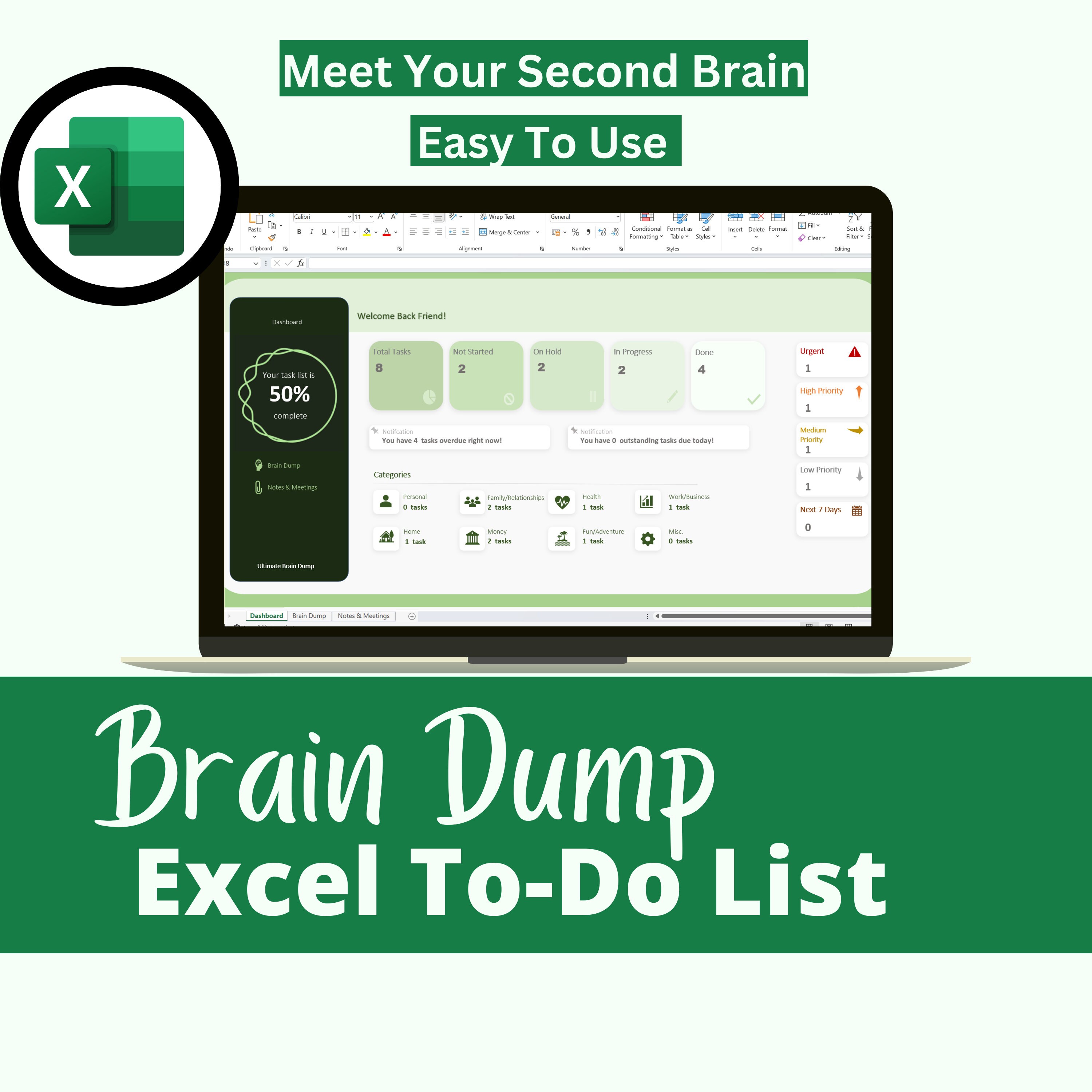 Brain Dump Excel Spreadsheet Adhd to Do List Excel - Etsy UK