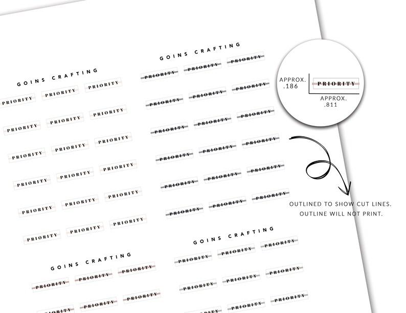 PRIORITY Highlighted Script, Minimal Planner Stickers, Journal Stickers ...