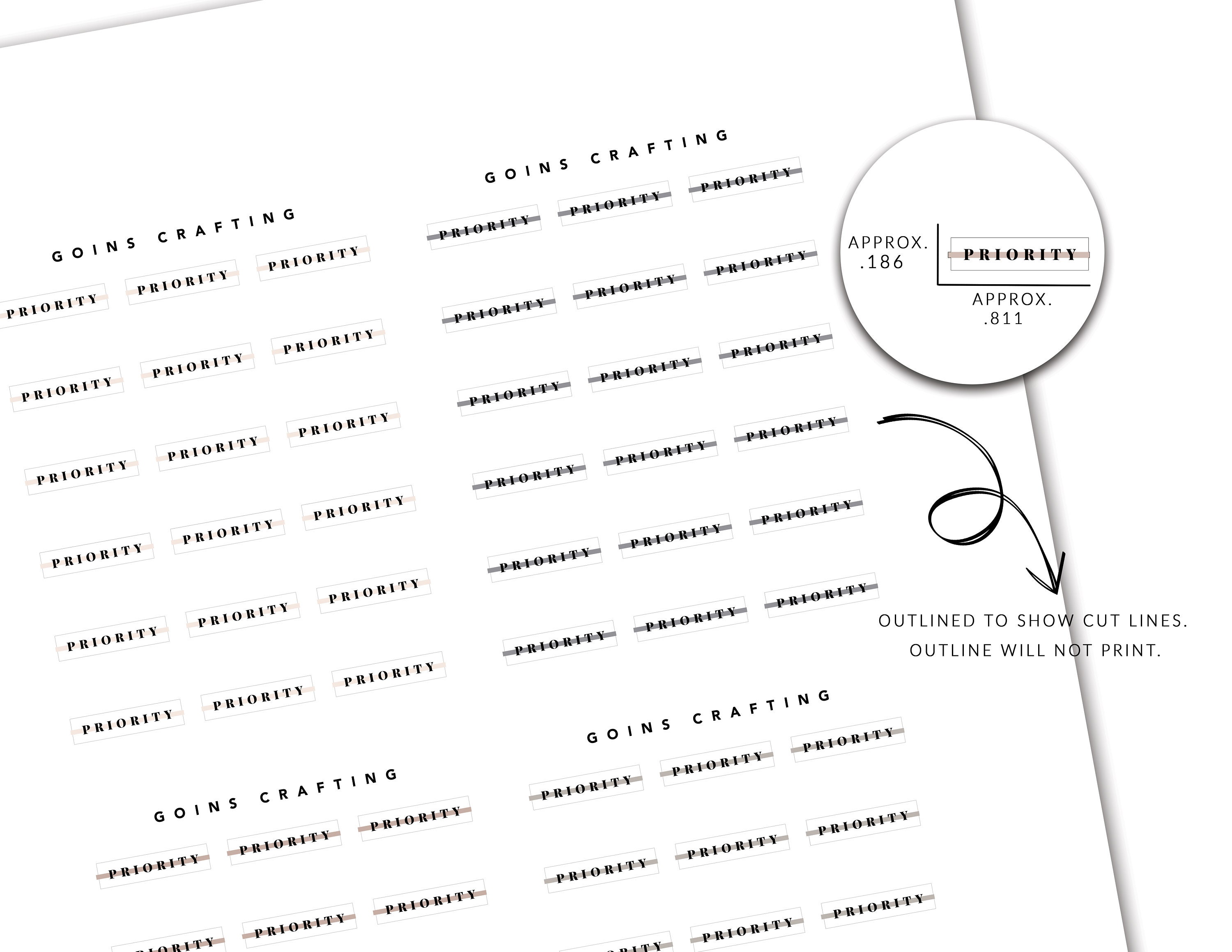 PRIORITY Highlighted Script, Minimal Planner Stickers, Journal Stickers ...