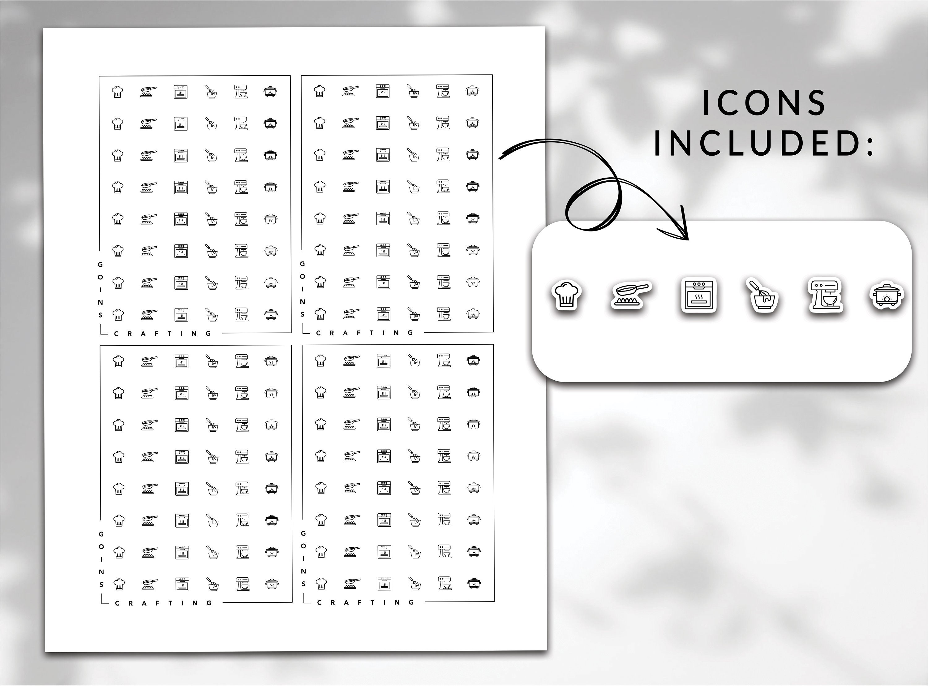 SMALL Cooking Icons, Minimal Icon Stickers, Minimal Planner Stickers ...