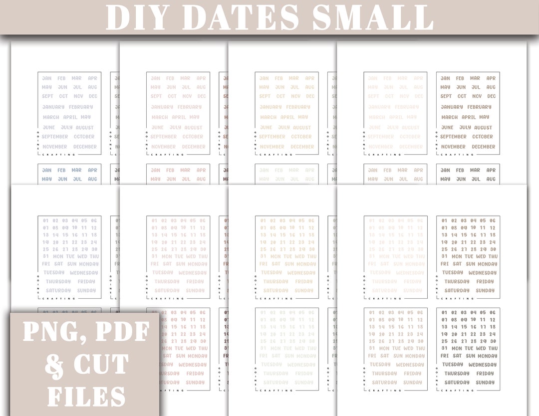 DIY SMALL Date Stickers, Stacked Dates Minimal Planner Stickers ...