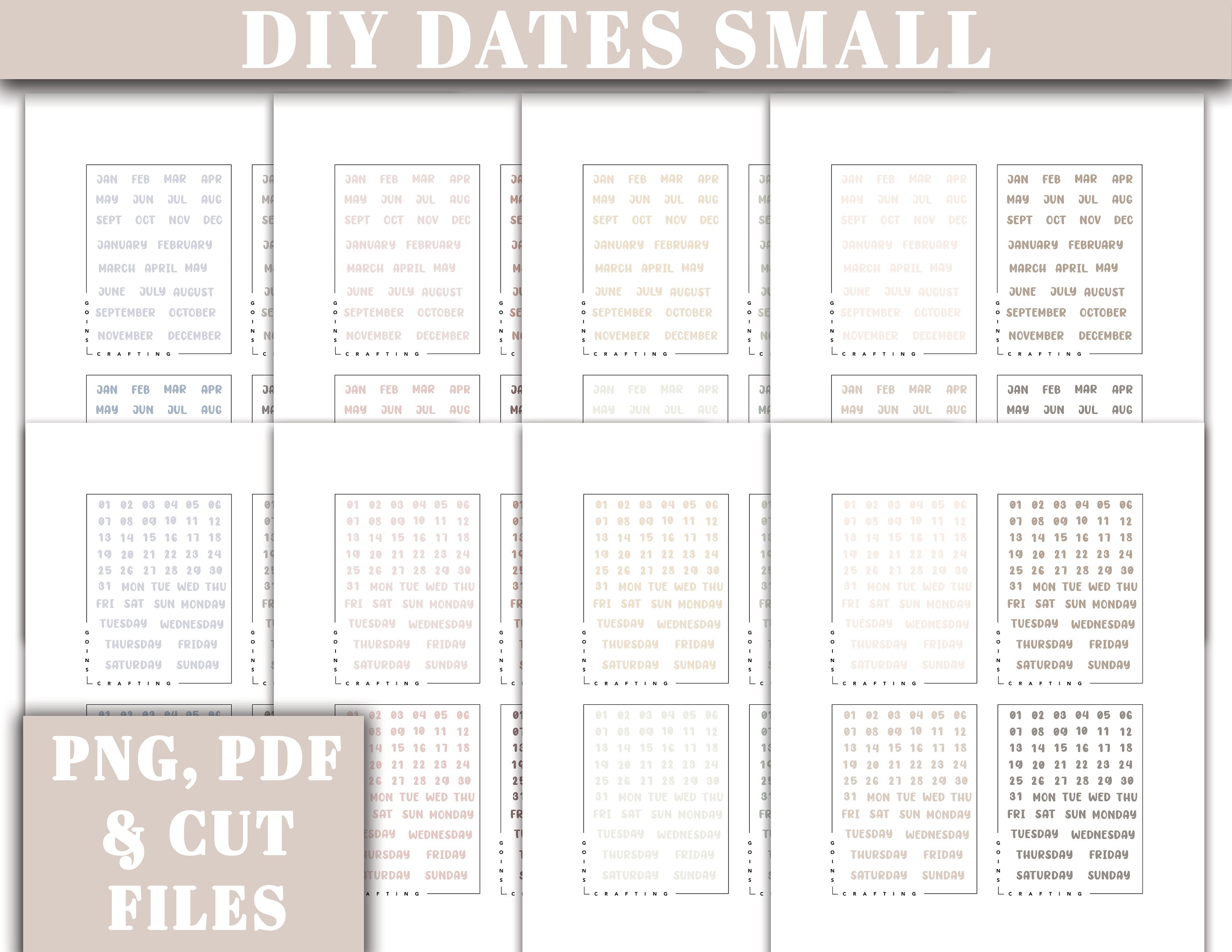 DIY SMALL Date Stickers, Stacked Dates Minimal Planner Stickers ...