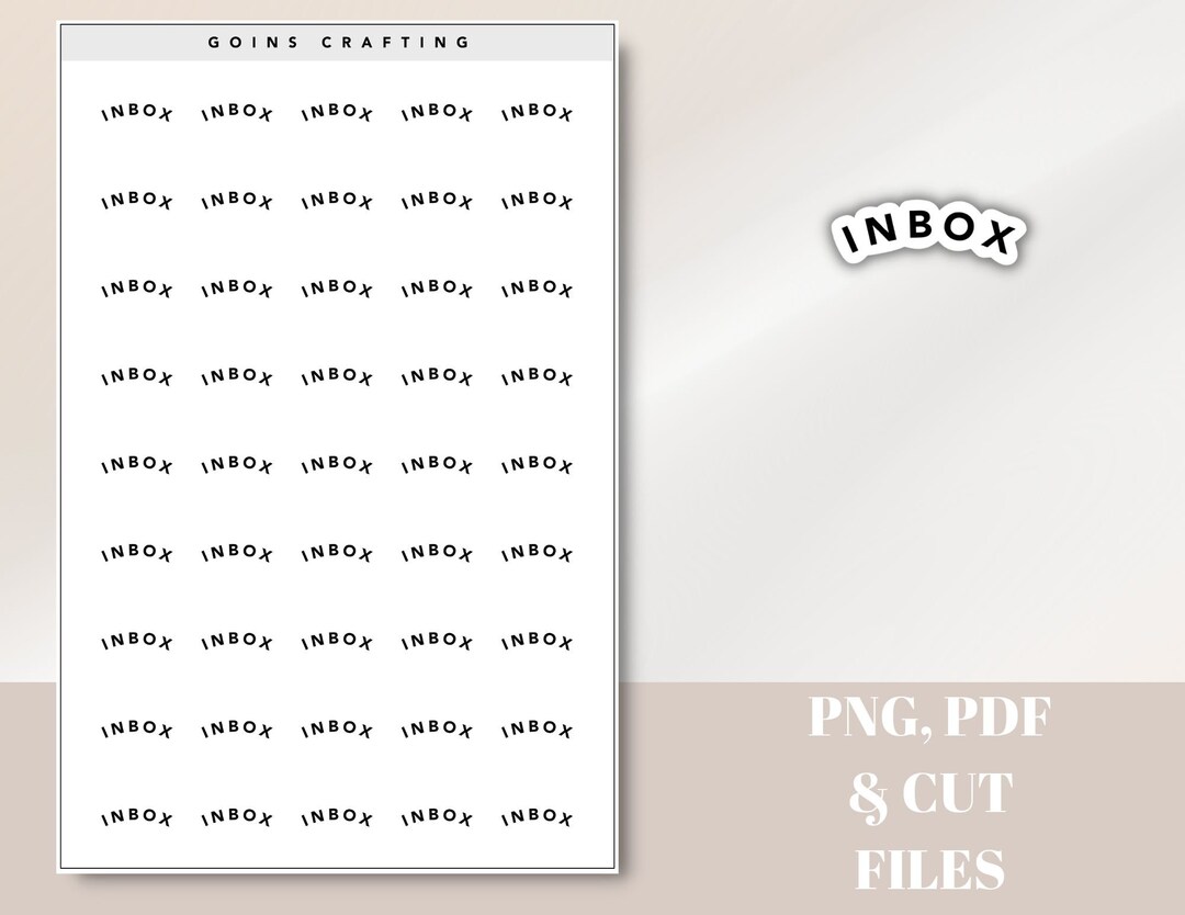 Inbox Curved Script, Arch Script, Minimal Planner Stickers, Functional ...