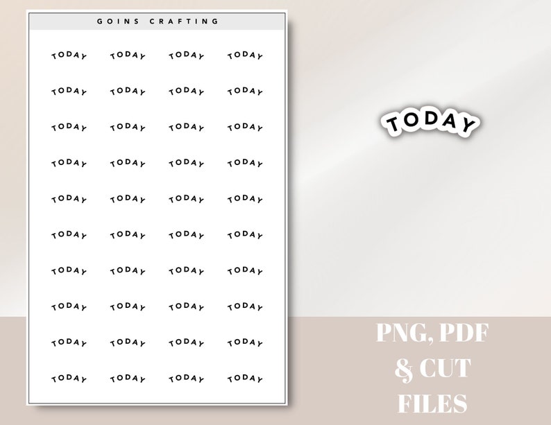 Today Curved Script, Arch Script, Minimal Planner Stickers, Functional ...