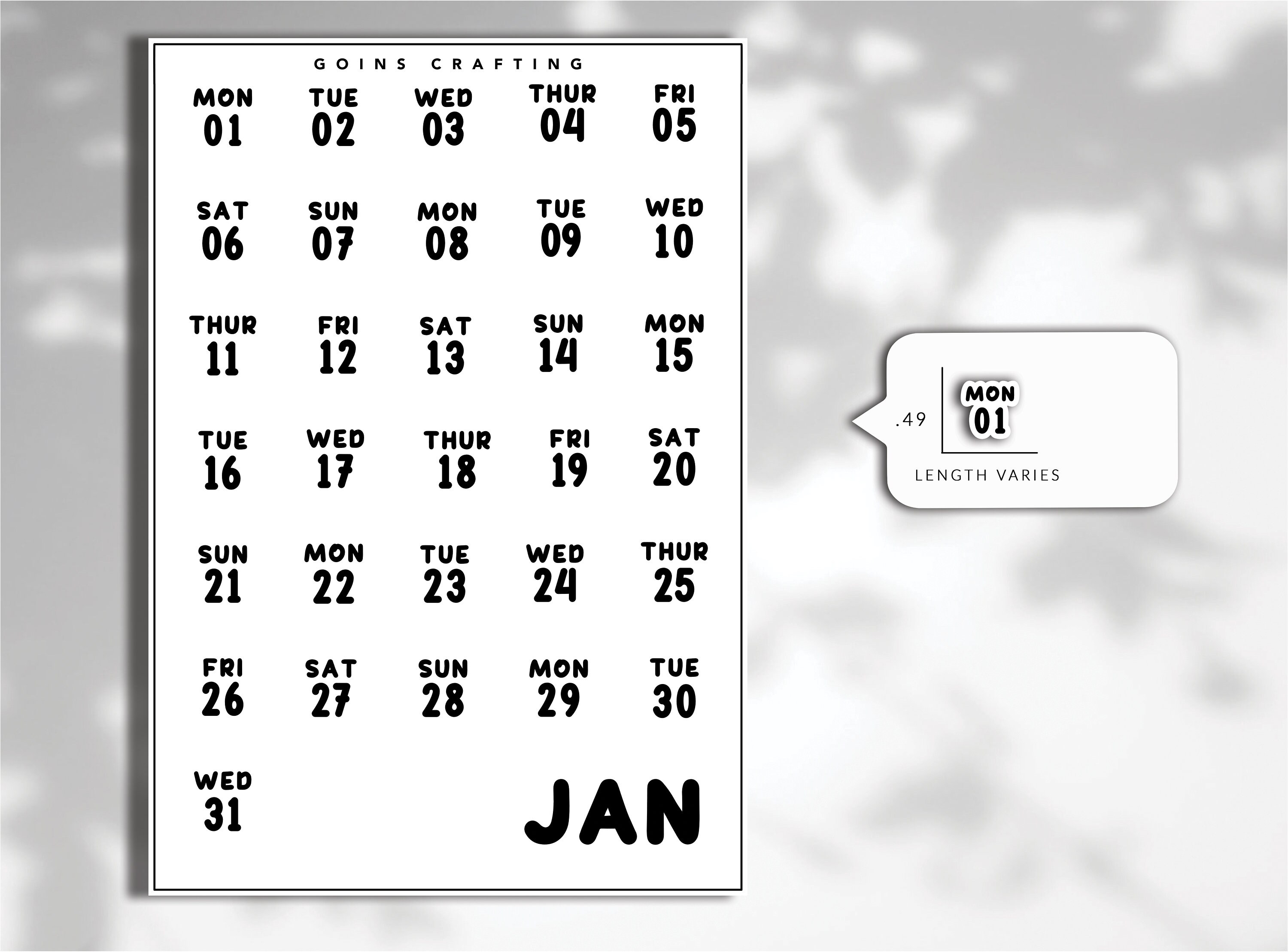 2024 Date Stickers, Stacked Dates Minimal Planner Stickers, Journal ...