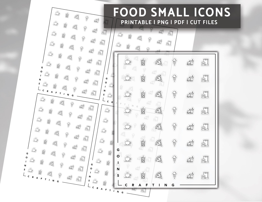 SMALL Food Icons, Minimal Icon Stickers, Minimal Planner Stickers ...