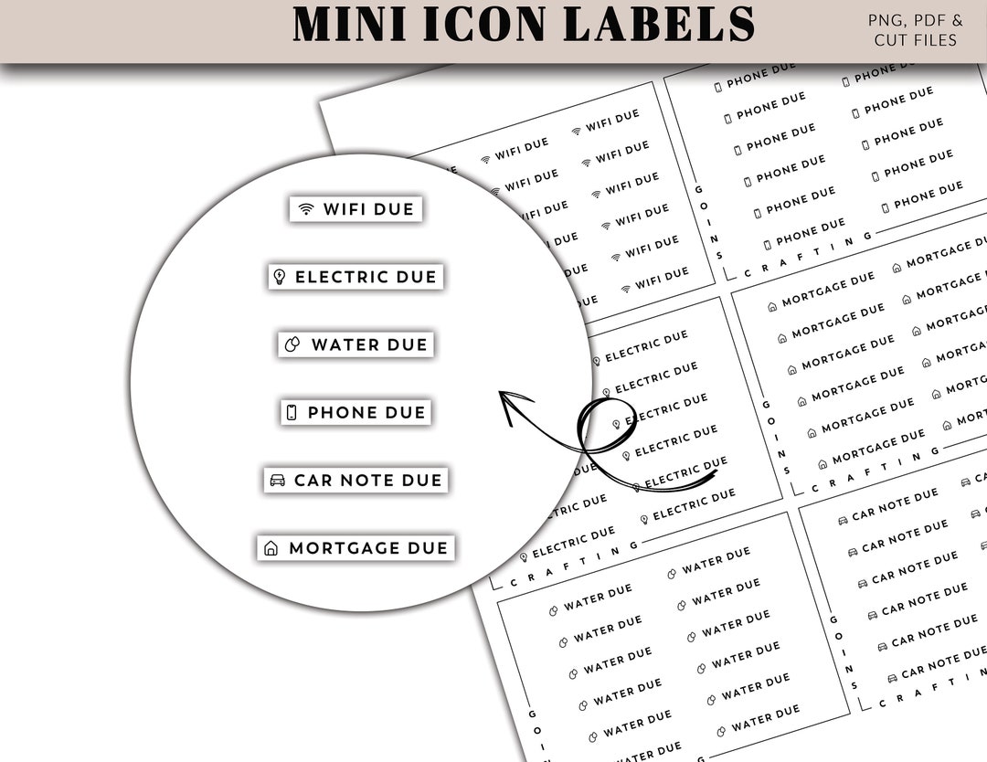Mini Icon Labels Bills Minimal Planner Stickers Journal - Etsy