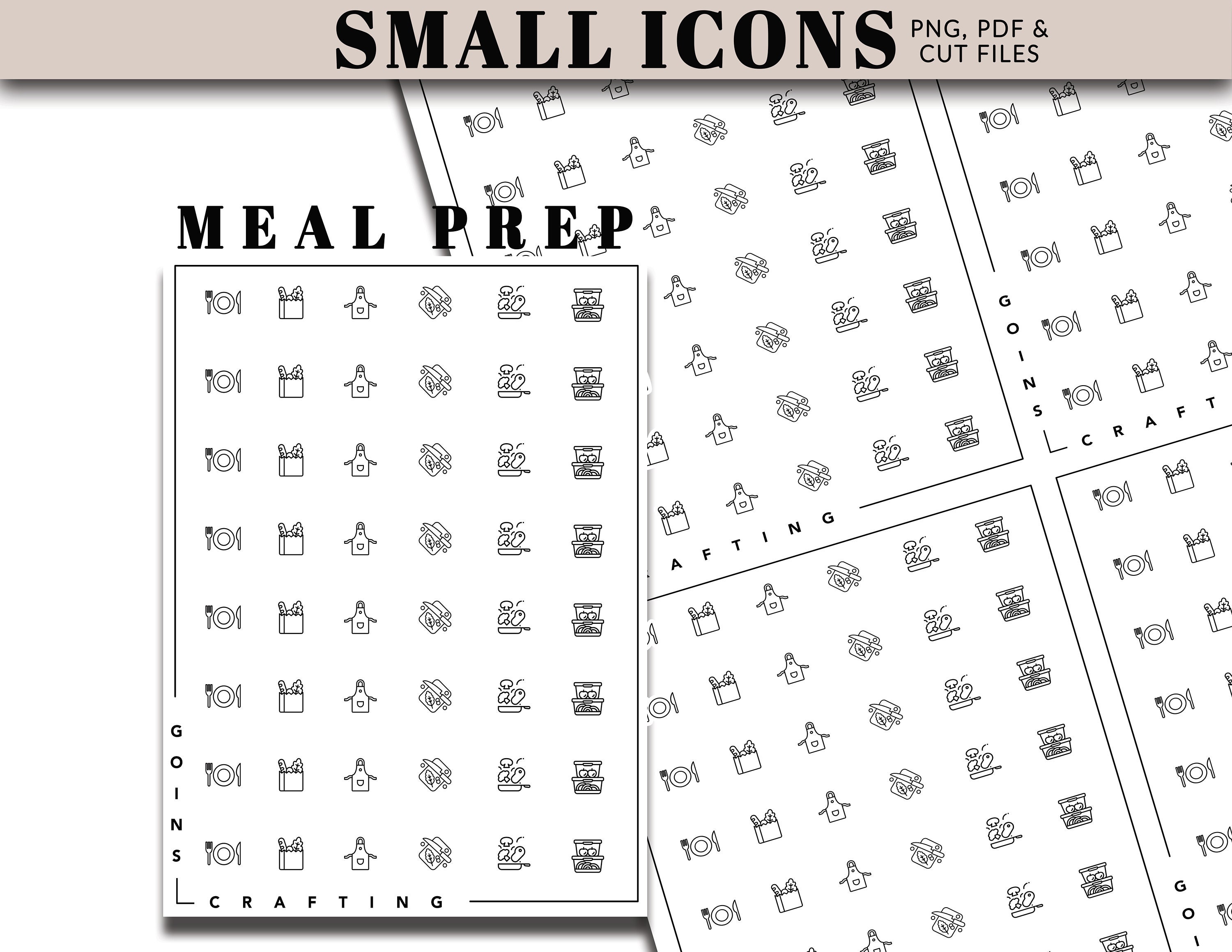 SMALL Meal Prep Icons, Minimal Icon Stickers, Minimal Planner Stickers ...