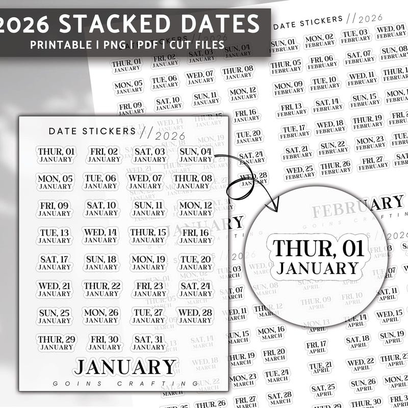 2026 Dates Stickers - Etsy UK
