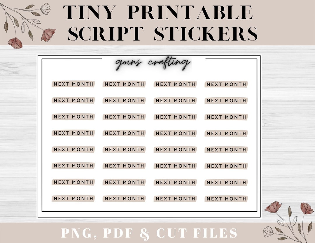 MICRO Next Month Stickers, Script Header Stickers, Minimal Planner ...