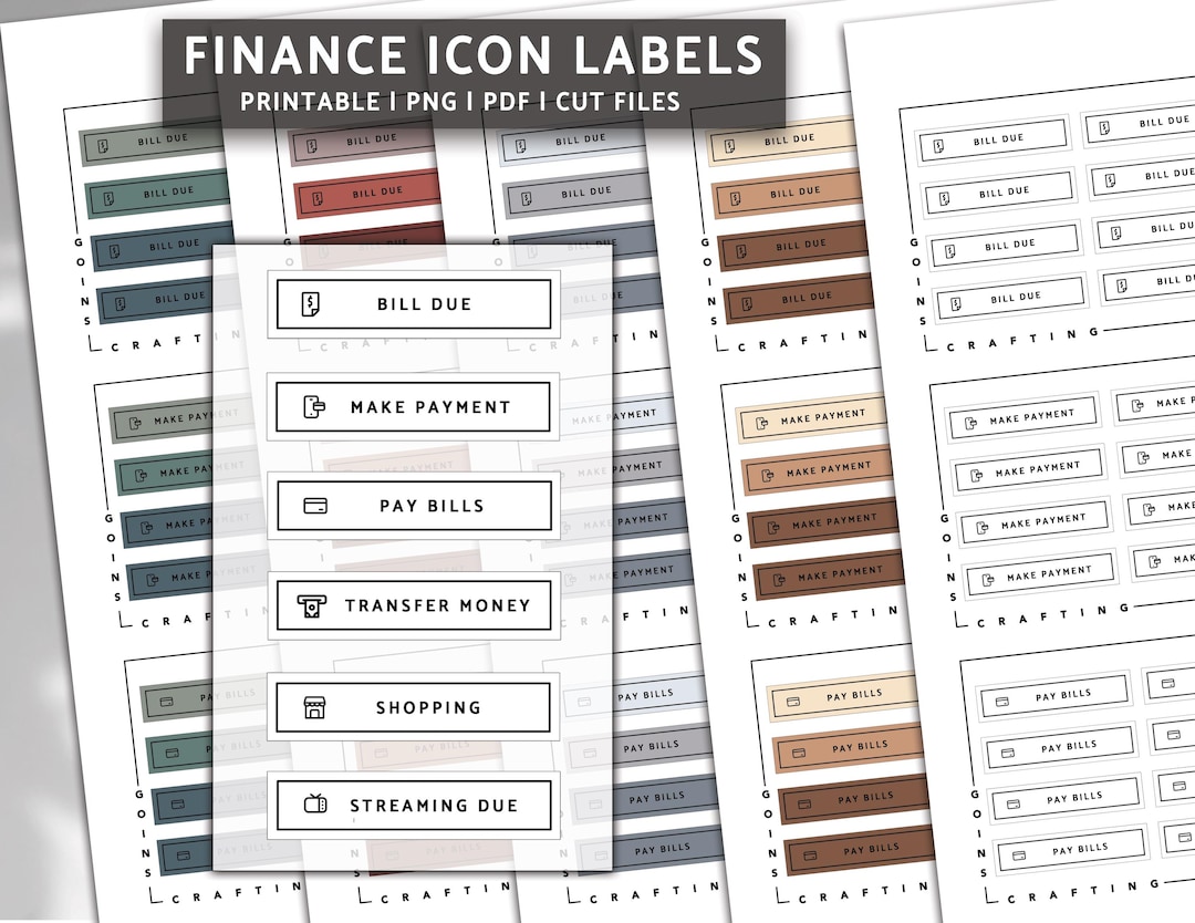 Finance Icon Label,hobonichi Stickers,monthly Labels,minimal Planner ...