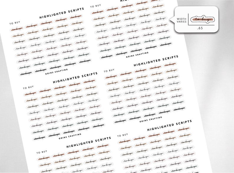 TO BUY Cursive Highlighted Scripts, Minimal Planner Stickers, Journal ...