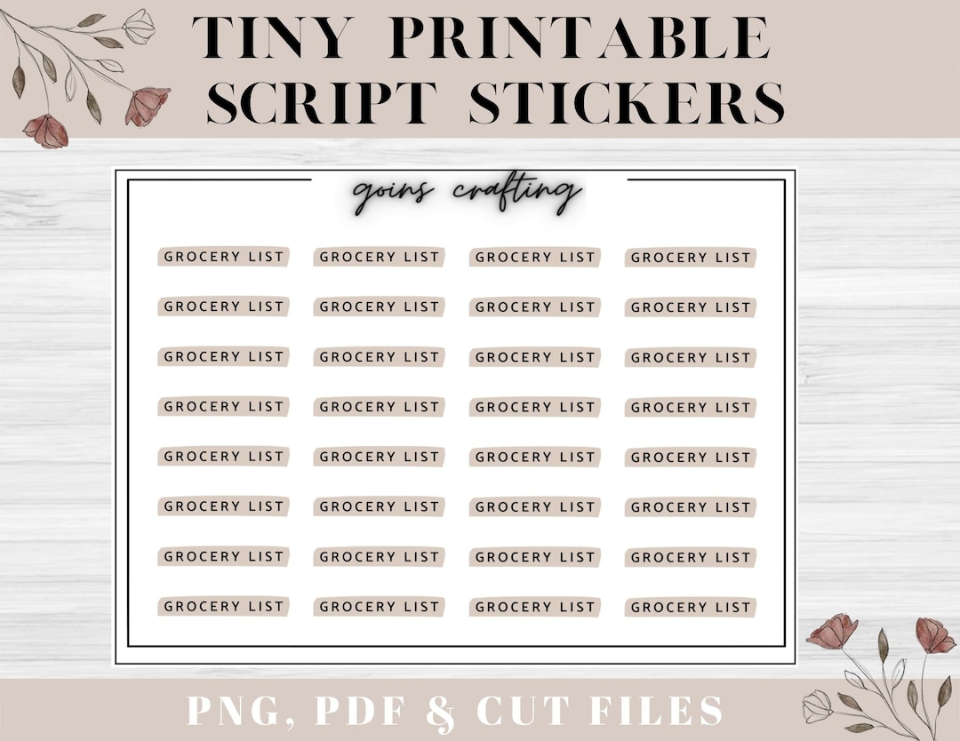 MICRO Grocery List Stickers, Script Header Stickers, Minimal Planner ...