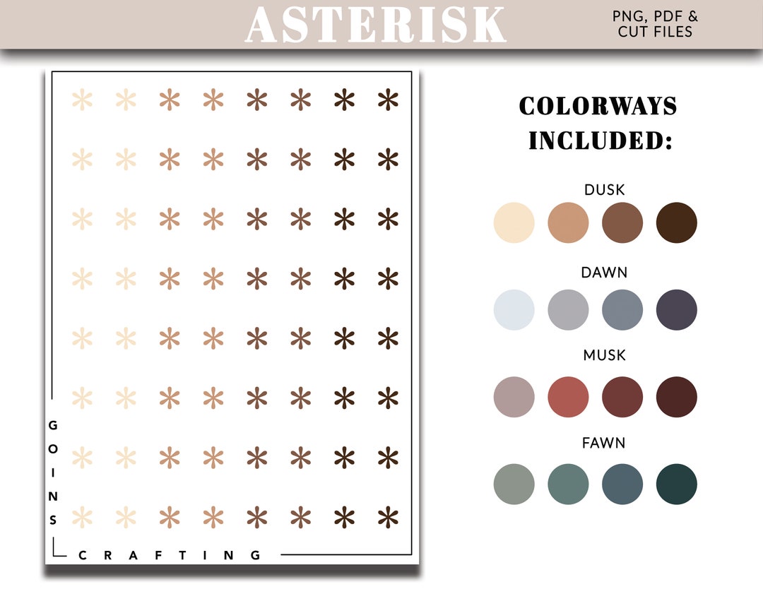 Asterisk Stickers, Minimal Planner Stickers, Hobonichi Stickers ...