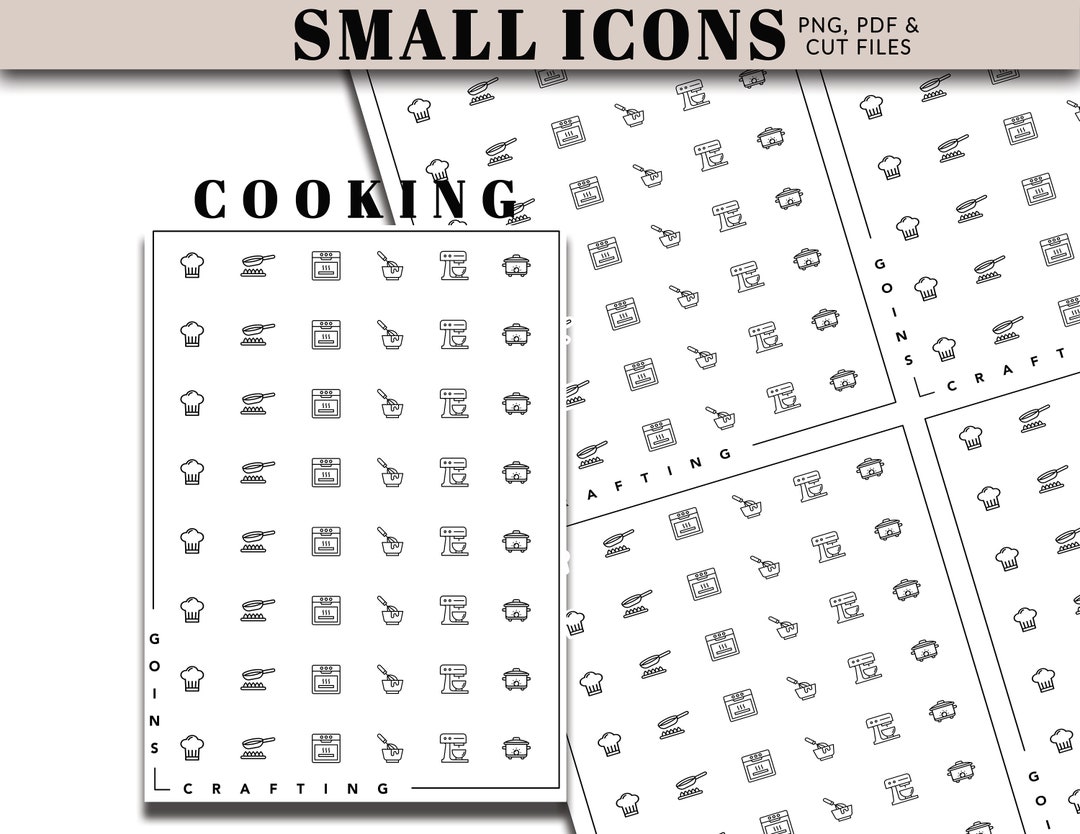SMALL Cooking Icons, Minimal Icon Stickers, Minimal Planner Stickers ...