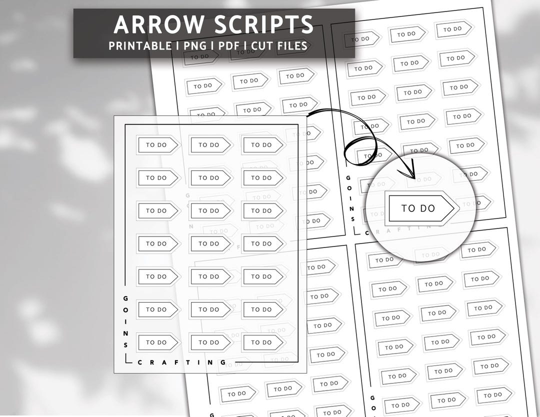 TO DO Arrow Script Stickers, Minimal Planner Stickers, Functional ...