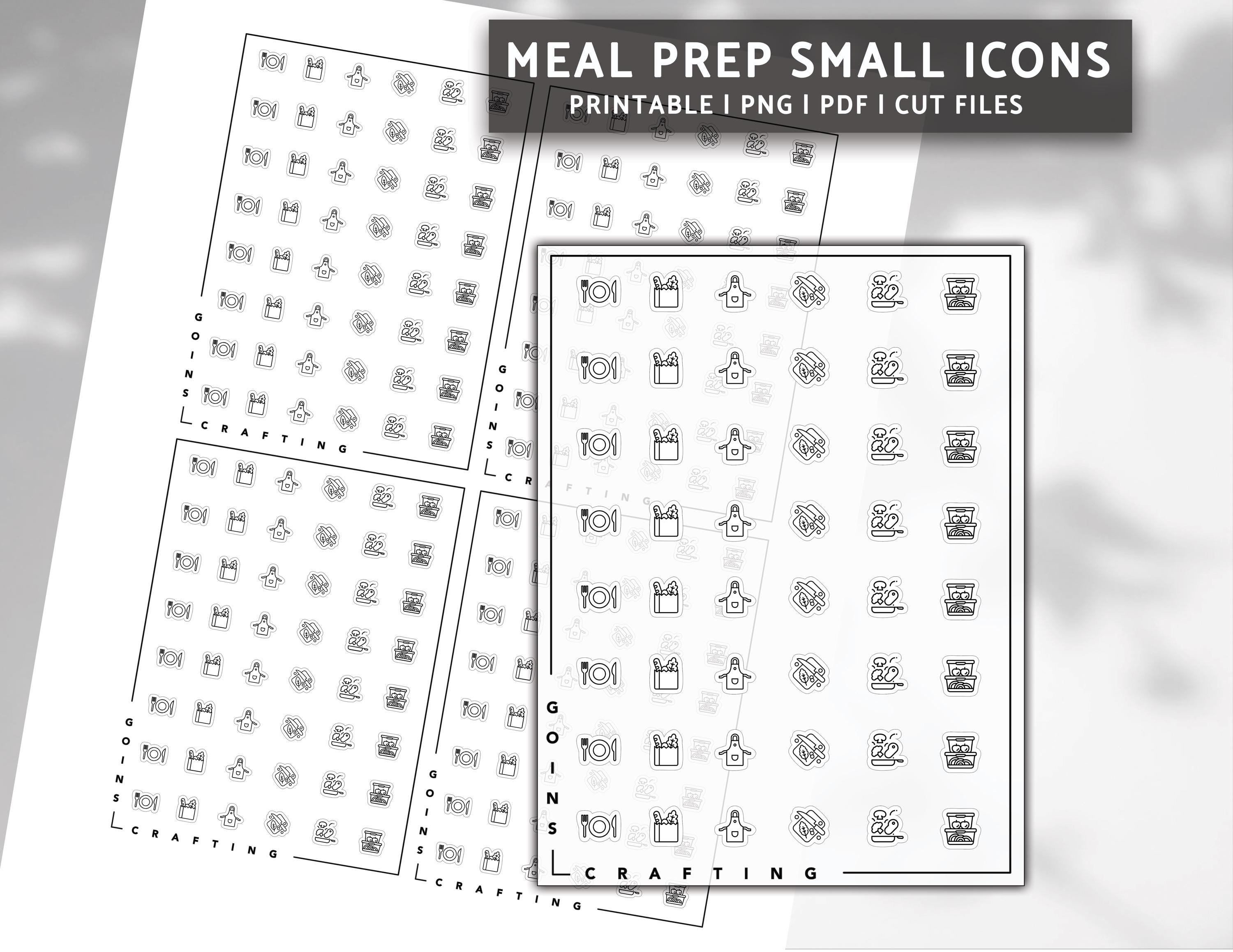 SMALL Meal Prep Icons, Minimal Icon Stickers, Minimal Planner Stickers ...