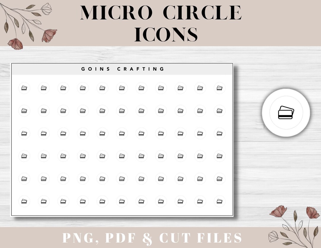 MICRO Card Circle Icons, Minimal Icon Stickers, Minimal Planner ...