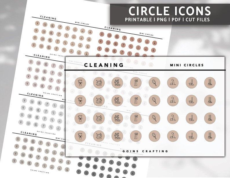 MICRO CLEANING Icons, Minimal Icon Stickers, Minimal Planner Stickers ...