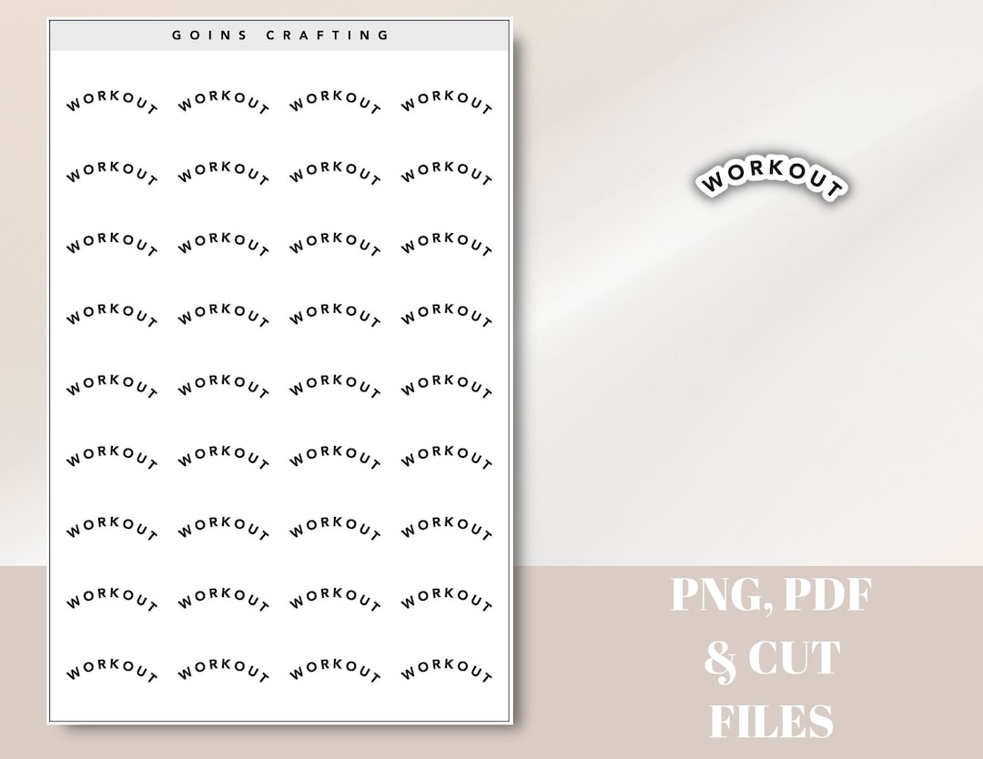 Workout Curved Script, Arch Script, Minimal Planner Stickers ...