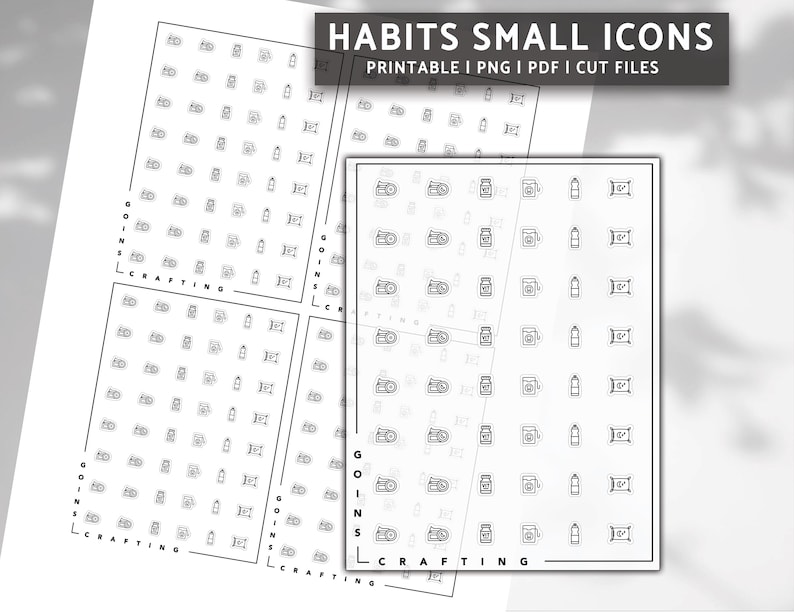 SMALL Habits Icons, Minimal Icon Stickers, Minimal Planner Stickers ...
