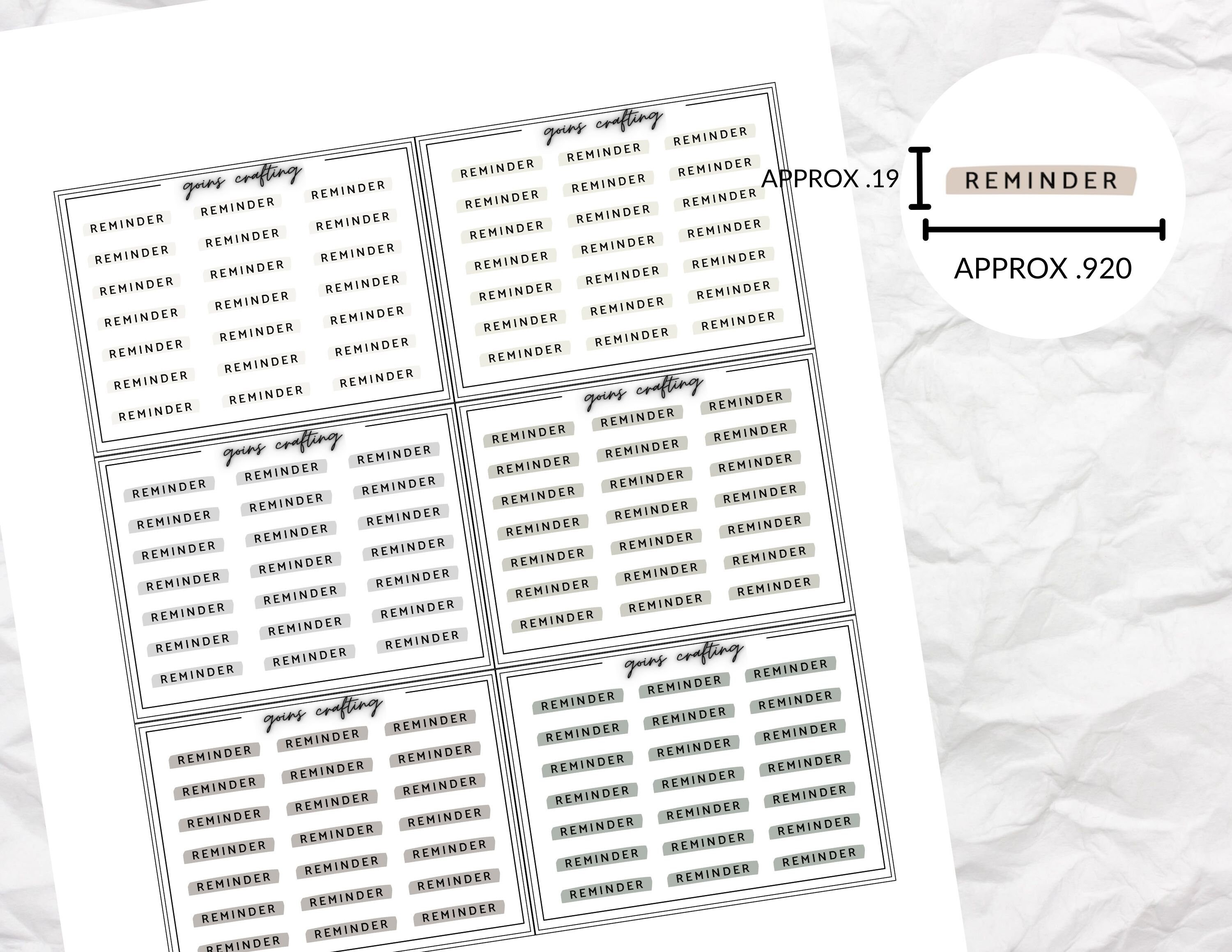 Reminder Script Stickers, Script Header Stickers, Minimal Planner ...