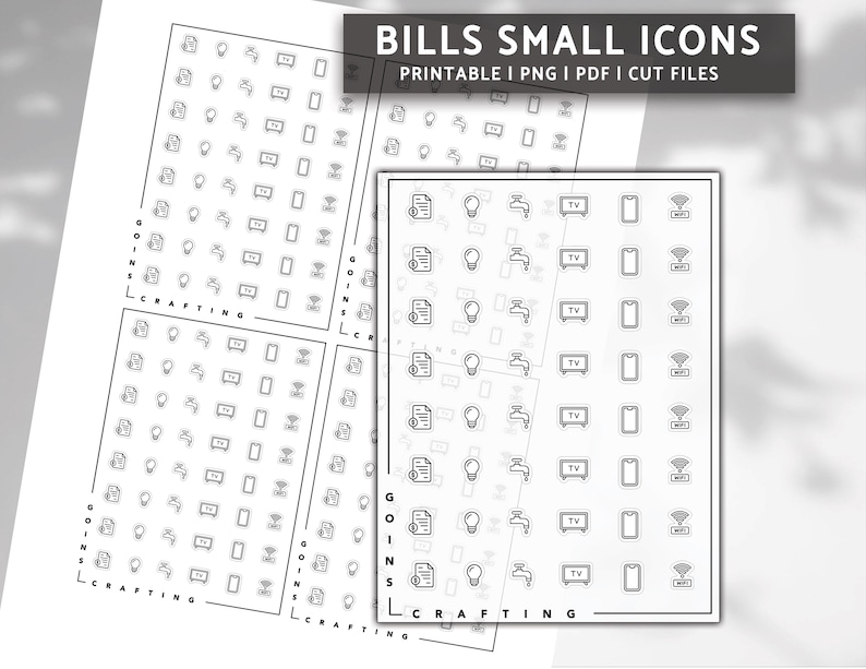 SMALL Bill Icons, Minimal Icon Stickers, Minimal Planner Stickers ...