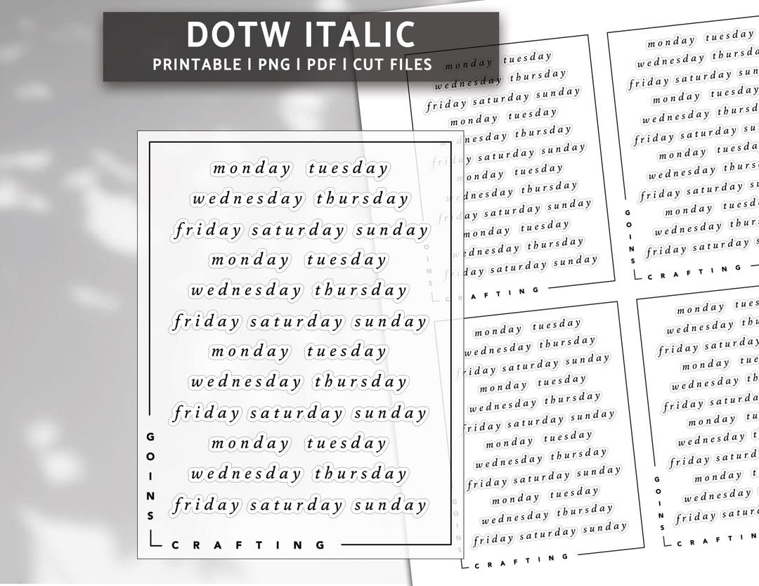 Days of the Week Scripts, Minimal Planner Stickers, Journal Stickers ...