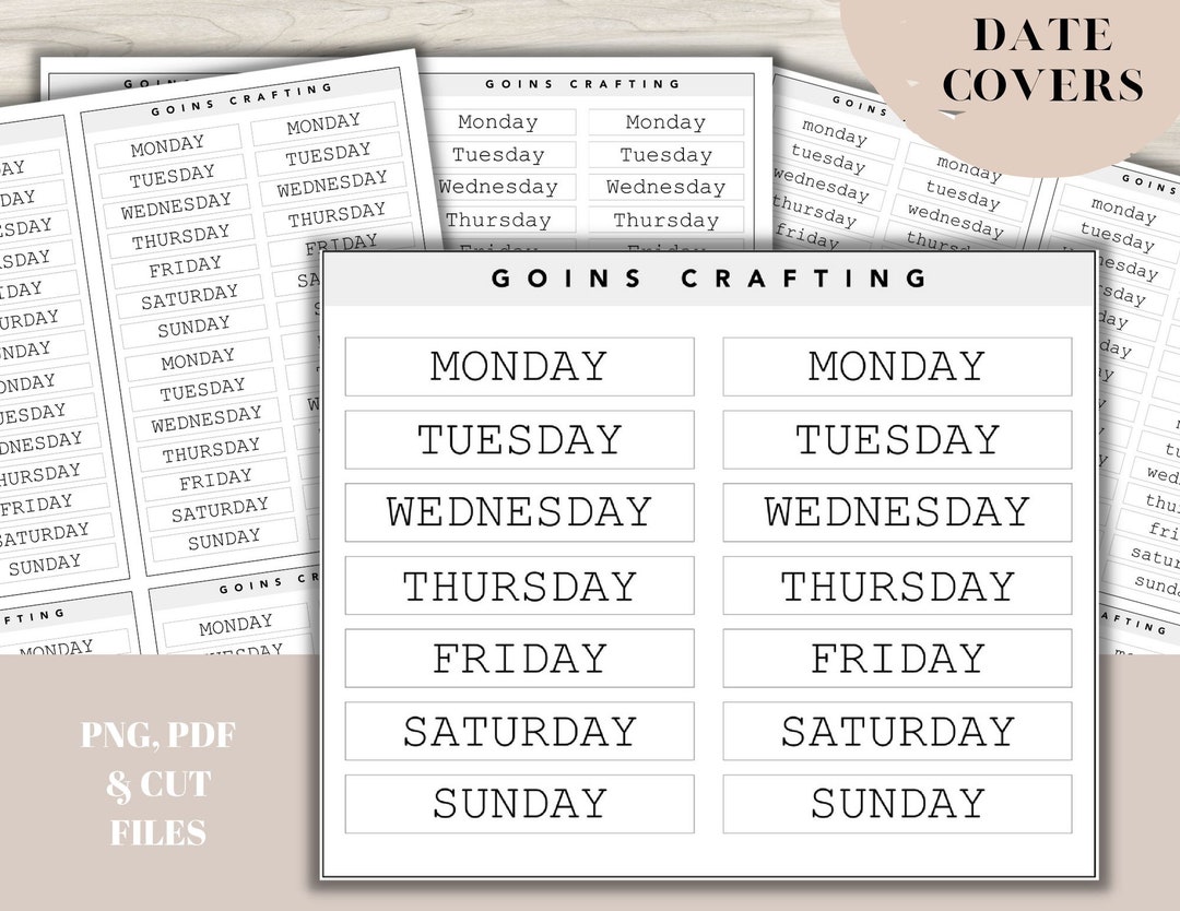 Standard Size Days of the Week Headers, Minimal Planner Stickers ...