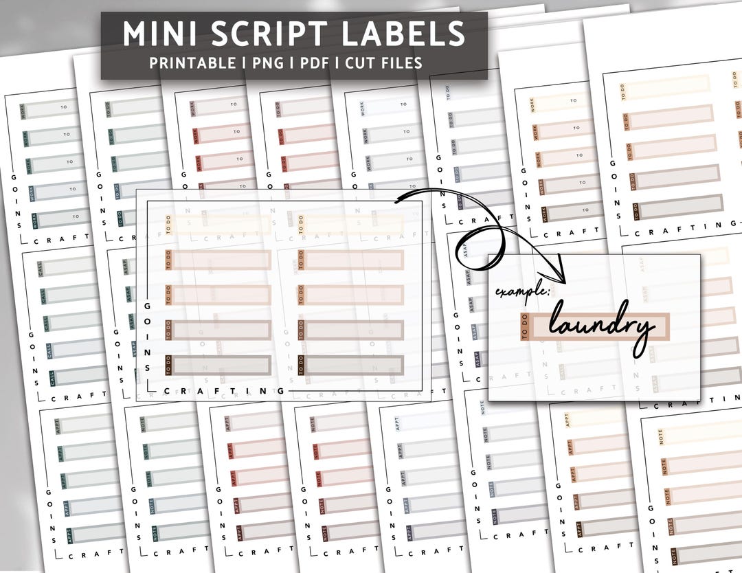 MINI Script Labels, Minimal Planner Stickers, Journal Stickers ...