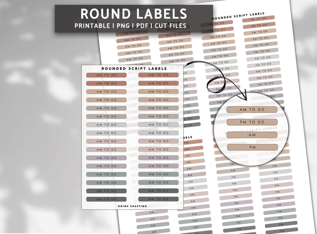 AM/PM Rounded Script Label Stickers, Hobonichi Stickers Minimal Planner ...
