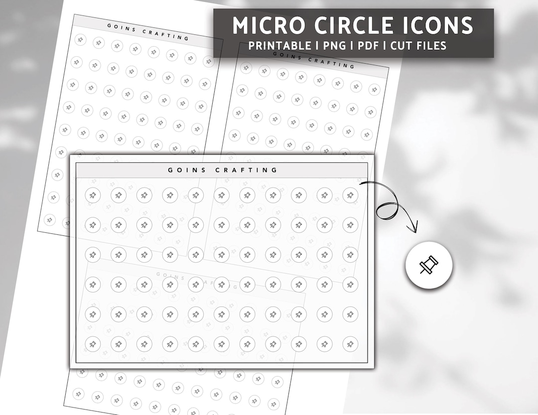 MICRO Pin Circle Icons, Minimal Icon Stickers, Minimal Planner Stickers ...