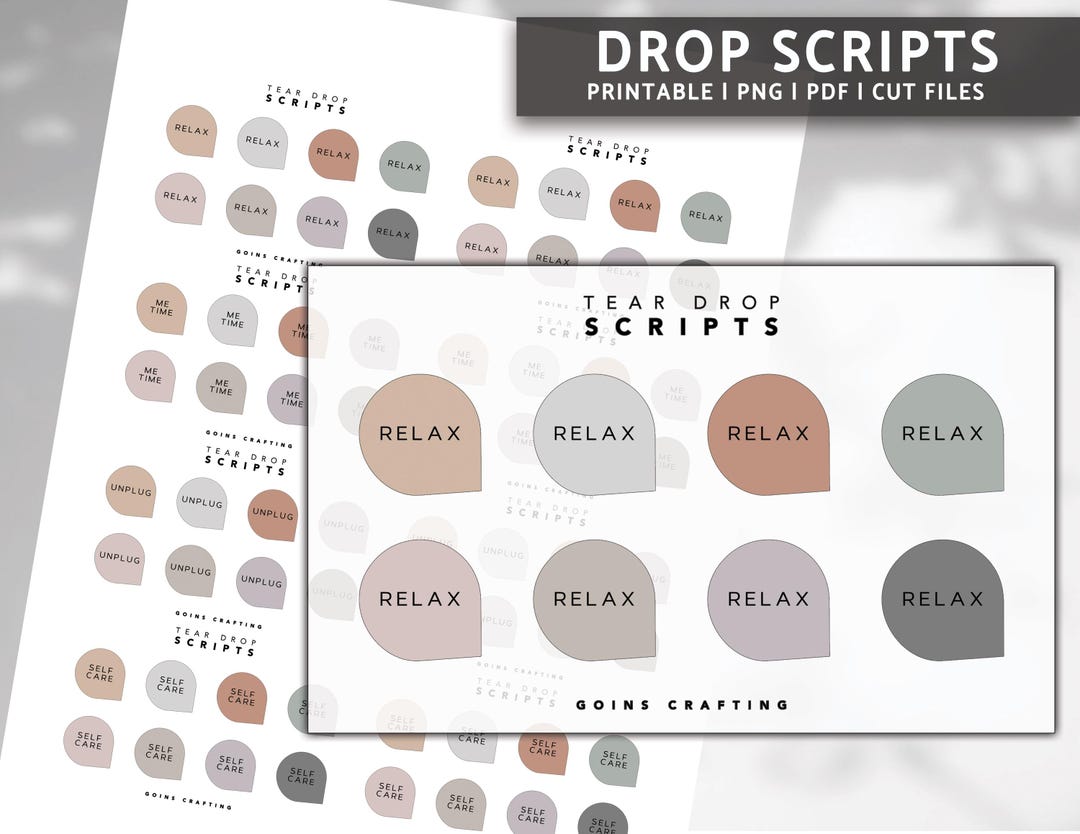 SELF CARE Tear Drop Script Icons, Minimal Planner Stickers, Journal ...