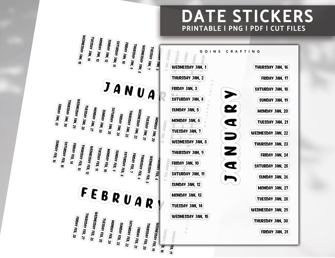2025 Date Stickers BOLD, Stacked Dates Minimal Planner Stickers ...