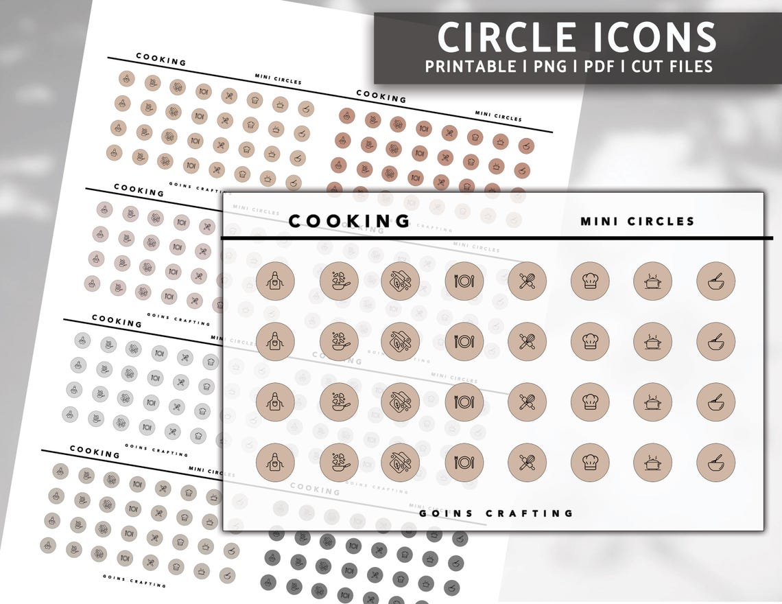 MICRO COOKING Icons, Minimal Icon Stickers, Minimal Planner Stickers ...