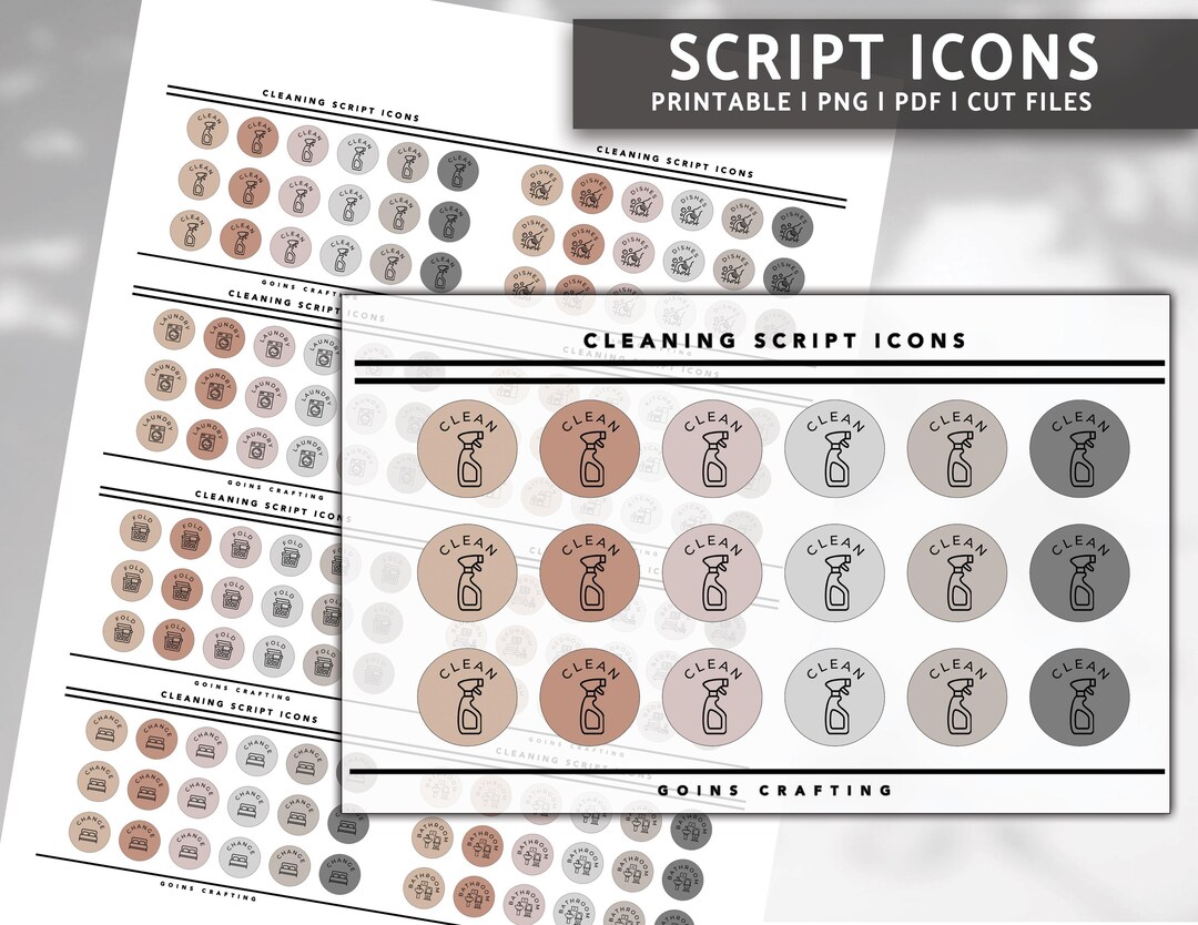 CLEAN Circle Script Icons, Minimal Planner Stickers, Journal Stickers ...