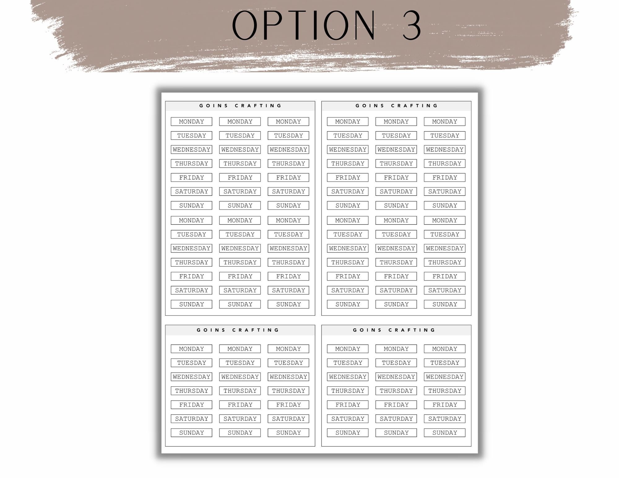 MINI Size Days of the Week Headers, Minimal Planner Stickers, Journal ...