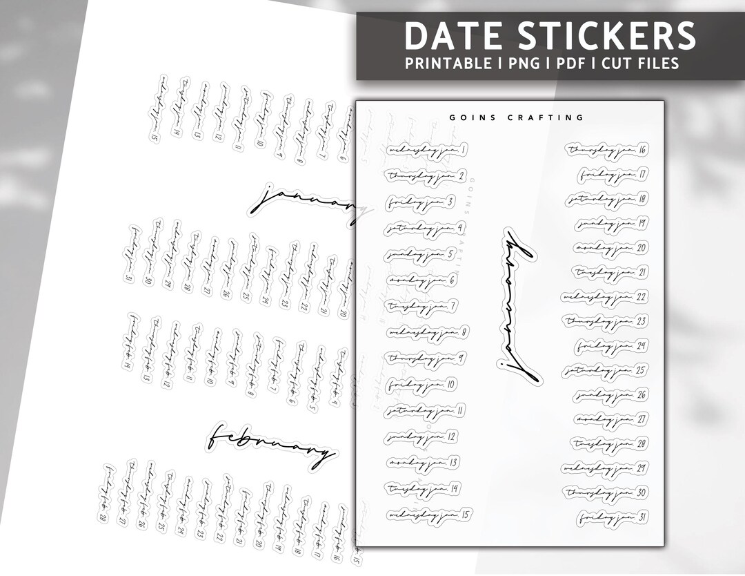2025 Date Stickers Signature,stacked Dates Minimal Planner Stickers ...